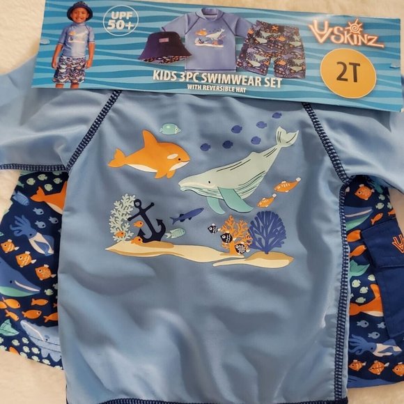 Uv Skinz | Swim | Uv Skinz Kids Boys 2piece Swim Set Blueorange Size 2t ...
